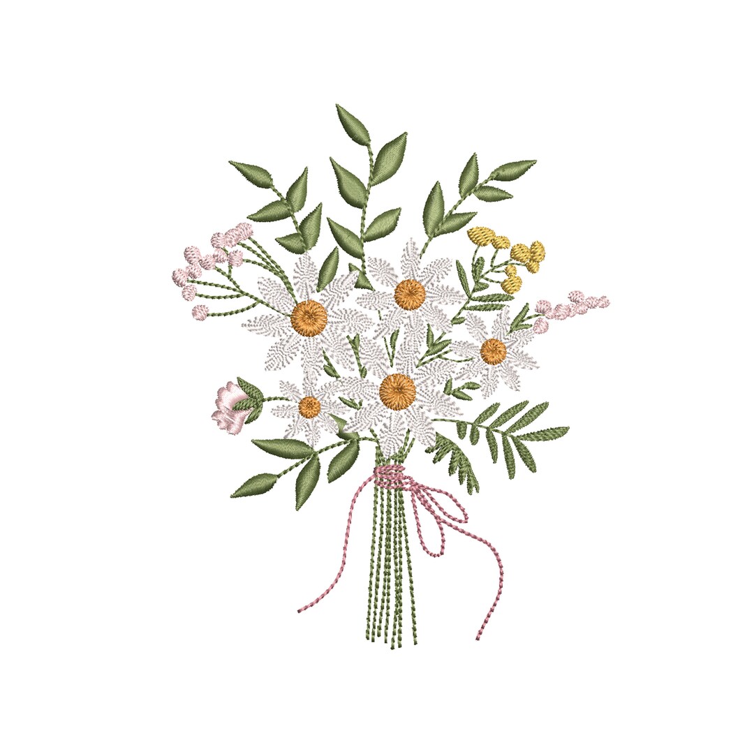 Wildflower Bouquet Machine Embroidery Design, Easter Floral Meadow ...