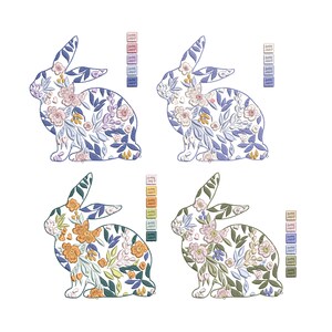 Easter Flower Bunny Machine Embroidery Design, Blue and White ...