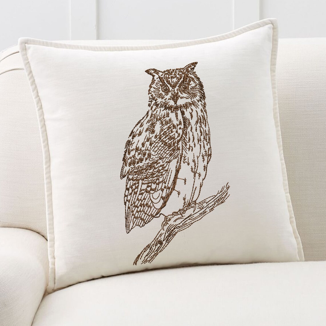 Owl Machine Embroidery Design Sketched Style Bird Animal | Etsy