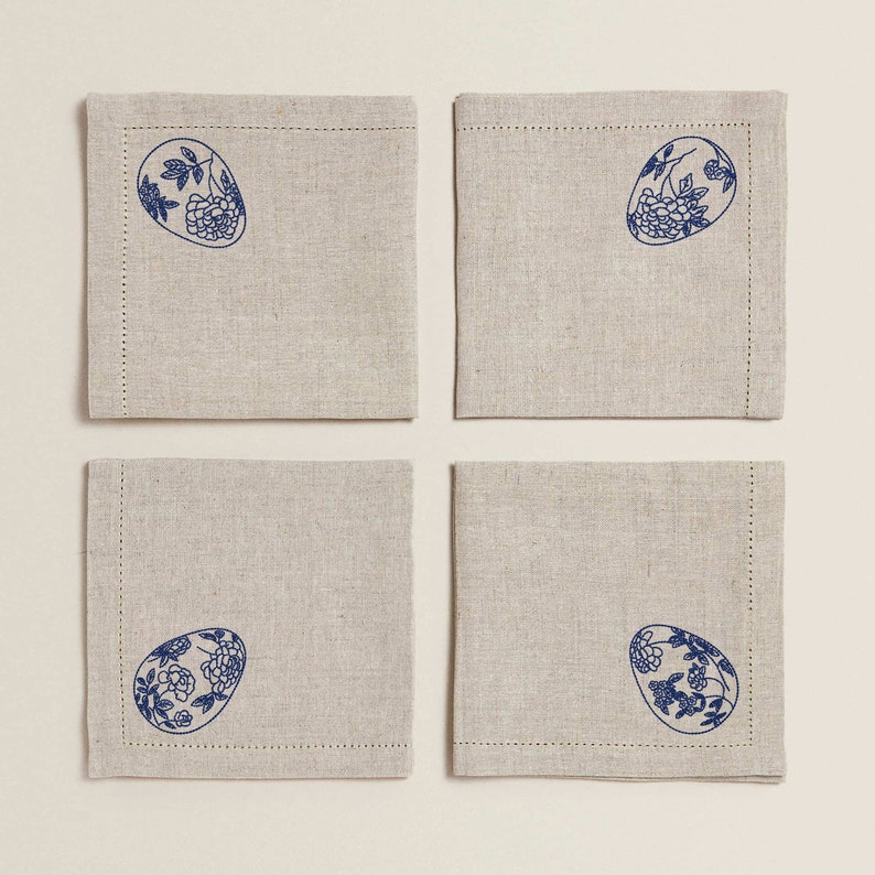 4 Chinoiserie Easter Egg Machine Embroidery Designs, Blue and White ...