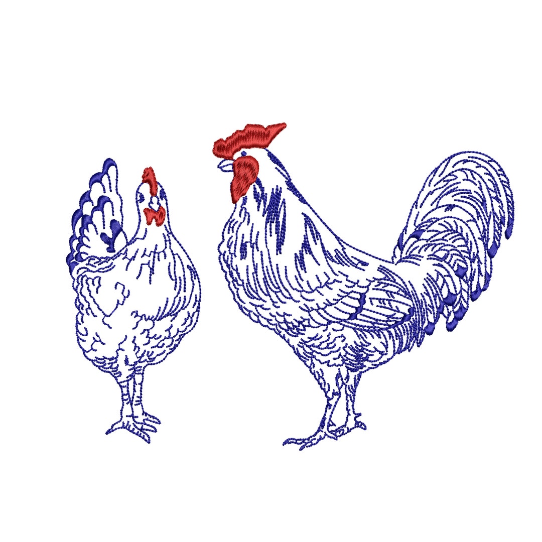 Chicken and Hen Machine Embroidery Design, Easter Rooster Farm Animal ...