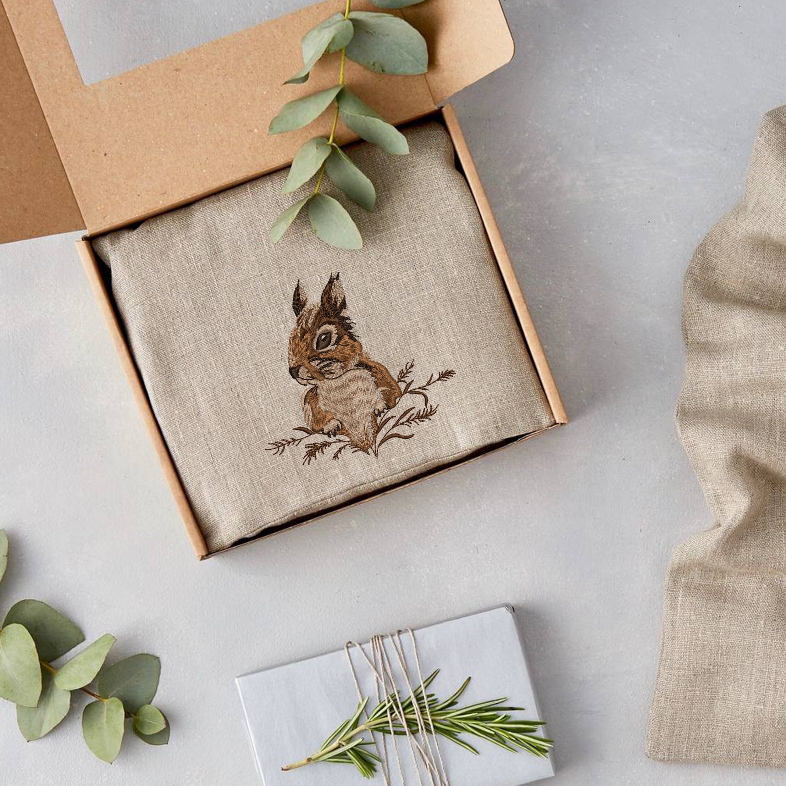 Squirrel Machine Embroidery Design, Floral Chipmunk Animal Instant ...