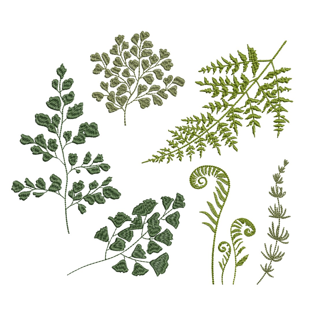 Summer Fern Machine Embroidery Floral Forest Ferns Flower Botanical ...