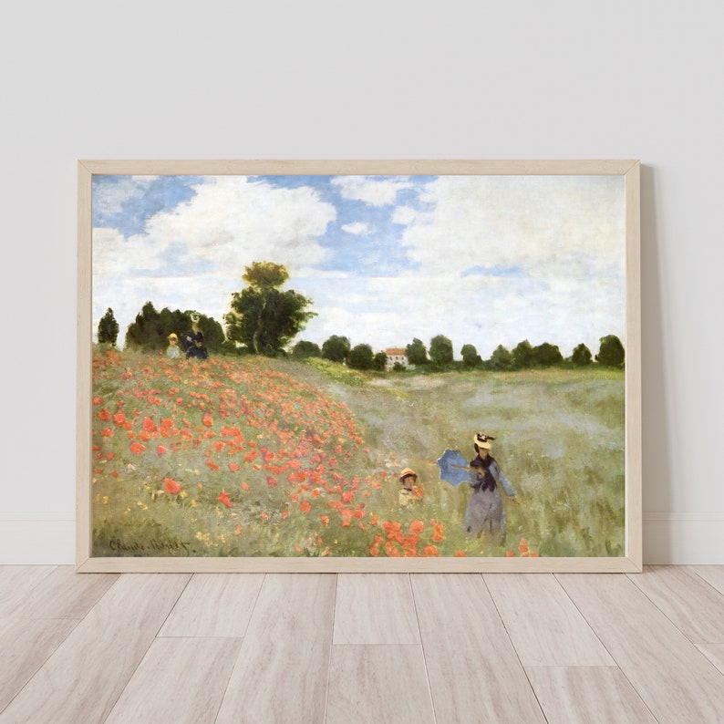 Claude Monet Poppy Field in Argenteuil Impressionist - Etsy