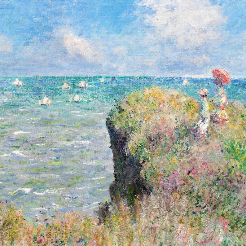 Claude Monet Cliff Walk at Pourville | Impressionist Landscape Painting ...