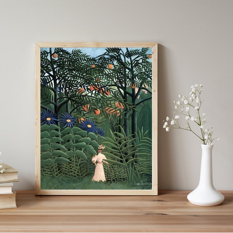 Henri Rousseau Woman Walking in Forest | Modernist Tropical Landscape ...