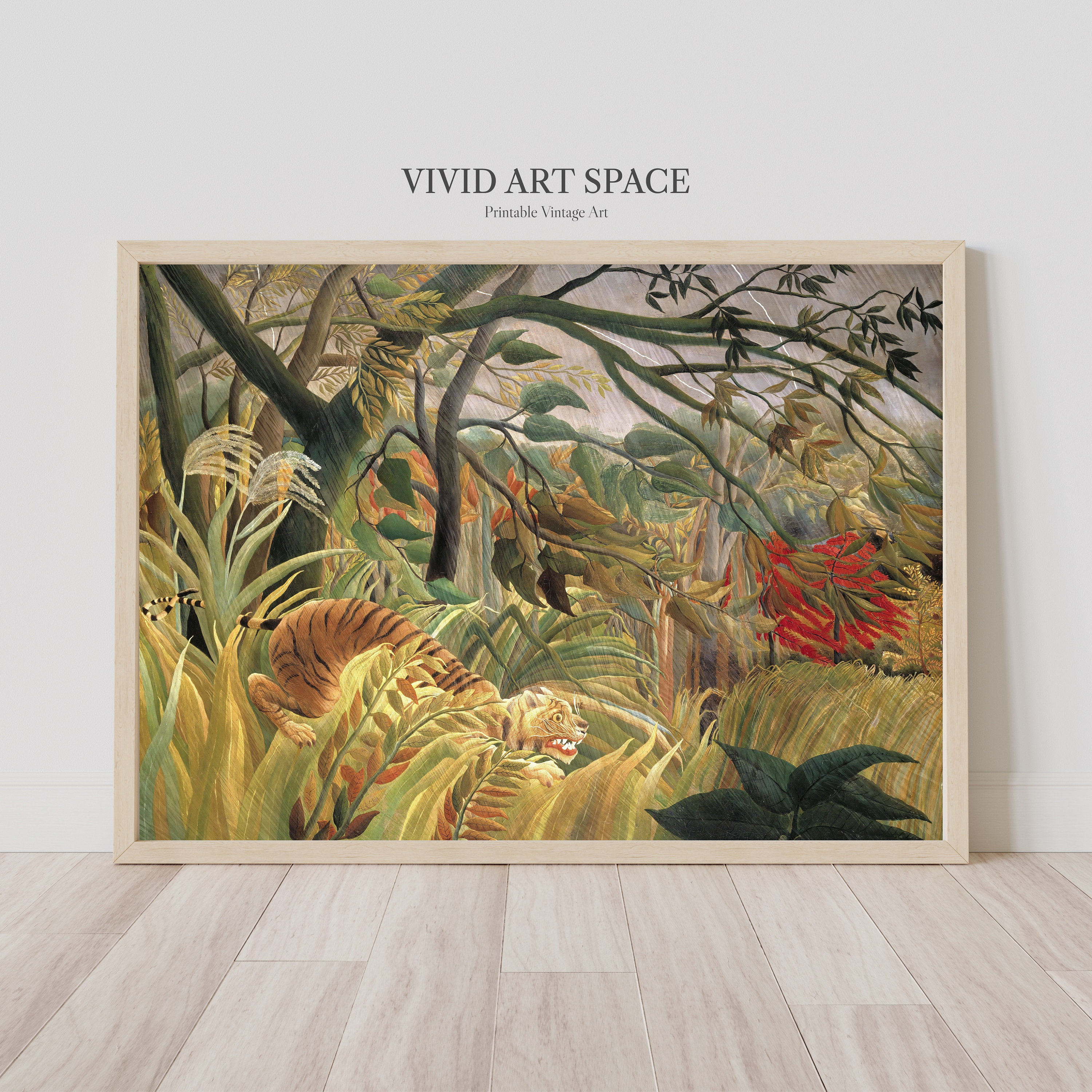 Henri Rousseau Tiger in a Tropical Storm | Vintage Jungle Landscape ...