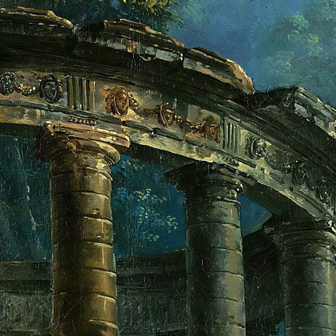 The Bathing Pool by Hubert Robert | Roman Ruins Painting | Classic Art ...