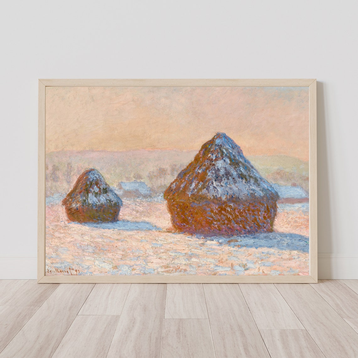 Claude Monet Wheatstacks Snow Effect Morning Printable - Etsy