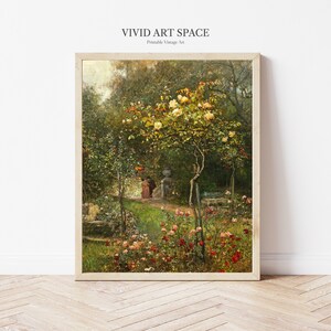 Under the Roses Victorian Garden Art Print Vintage Landscape Painting ...