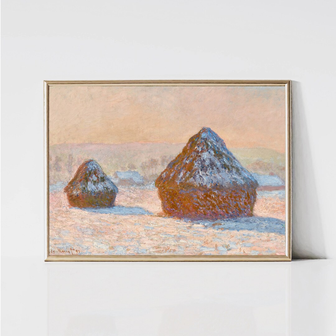 Claude Monet Wheatstacks Snow Effect Morning Printable - Etsy