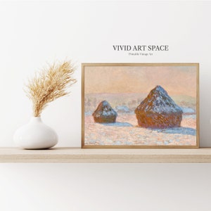 Claude Monet Wheatstacks Snow Effect Morning Impressionist Landscape ...