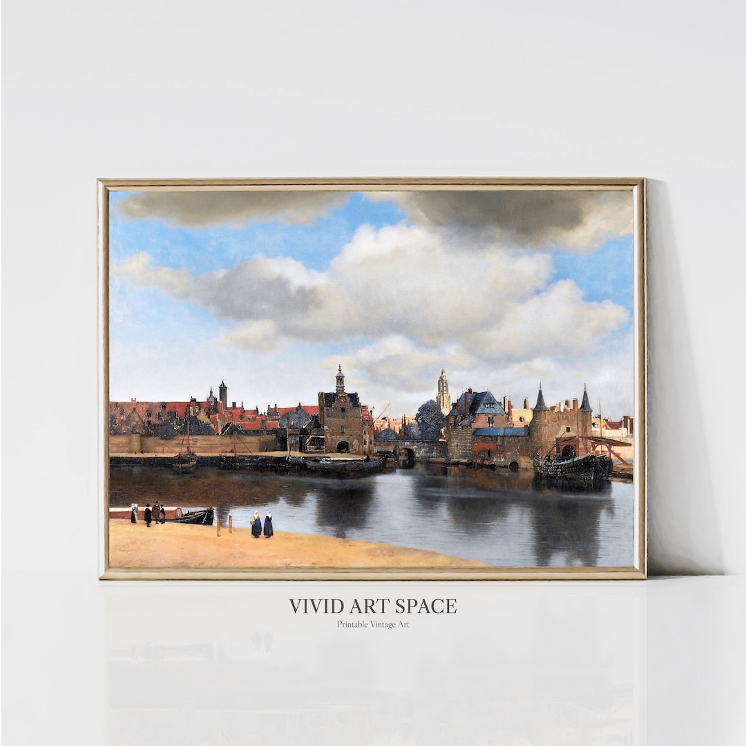 View of Delft by Johannes Vermeer Dutch Baroque Painting Vintage ...