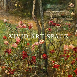 Under the Roses Victorian Garden Art Print Vintage Landscape Painting ...