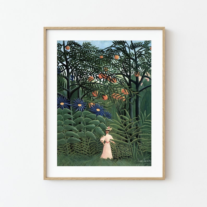 Henri Rousseau Woman Walking in Forest | Modernist Tropical Landscape ...