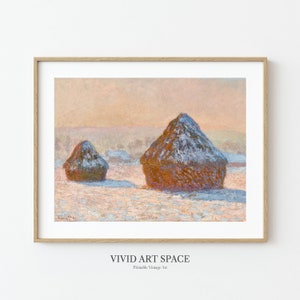 Claude Monet Wheatstacks Snow Effect Morning Impressionist Landscape ...