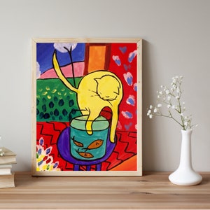 Henri Matisse Cat and Red Fish | Fauvist Painting | Modern Art Print ...