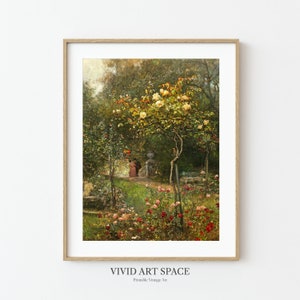 Under the Roses Victorian Garden Art Print Vintage Landscape Painting ...