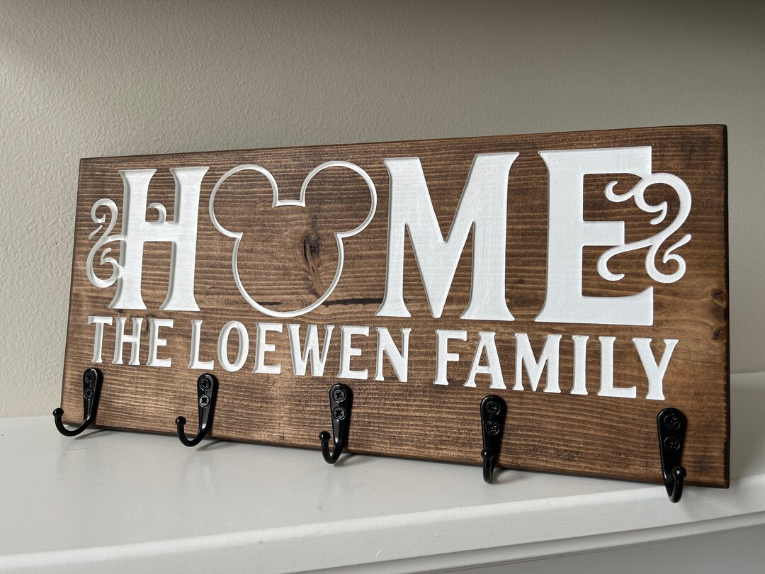 Personalized Disney Home Key Holder. Disney Sign. Mickey Mouse Home ...