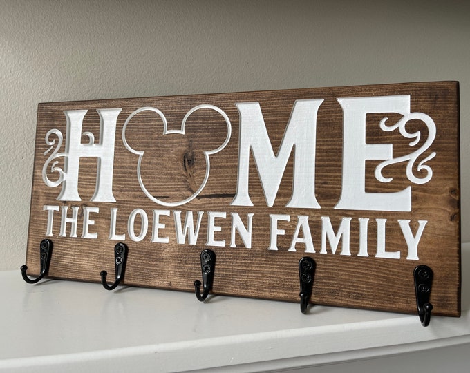 Personalized Disney Home Key Holder. Disney Sign. Mickey Mouse Home ...