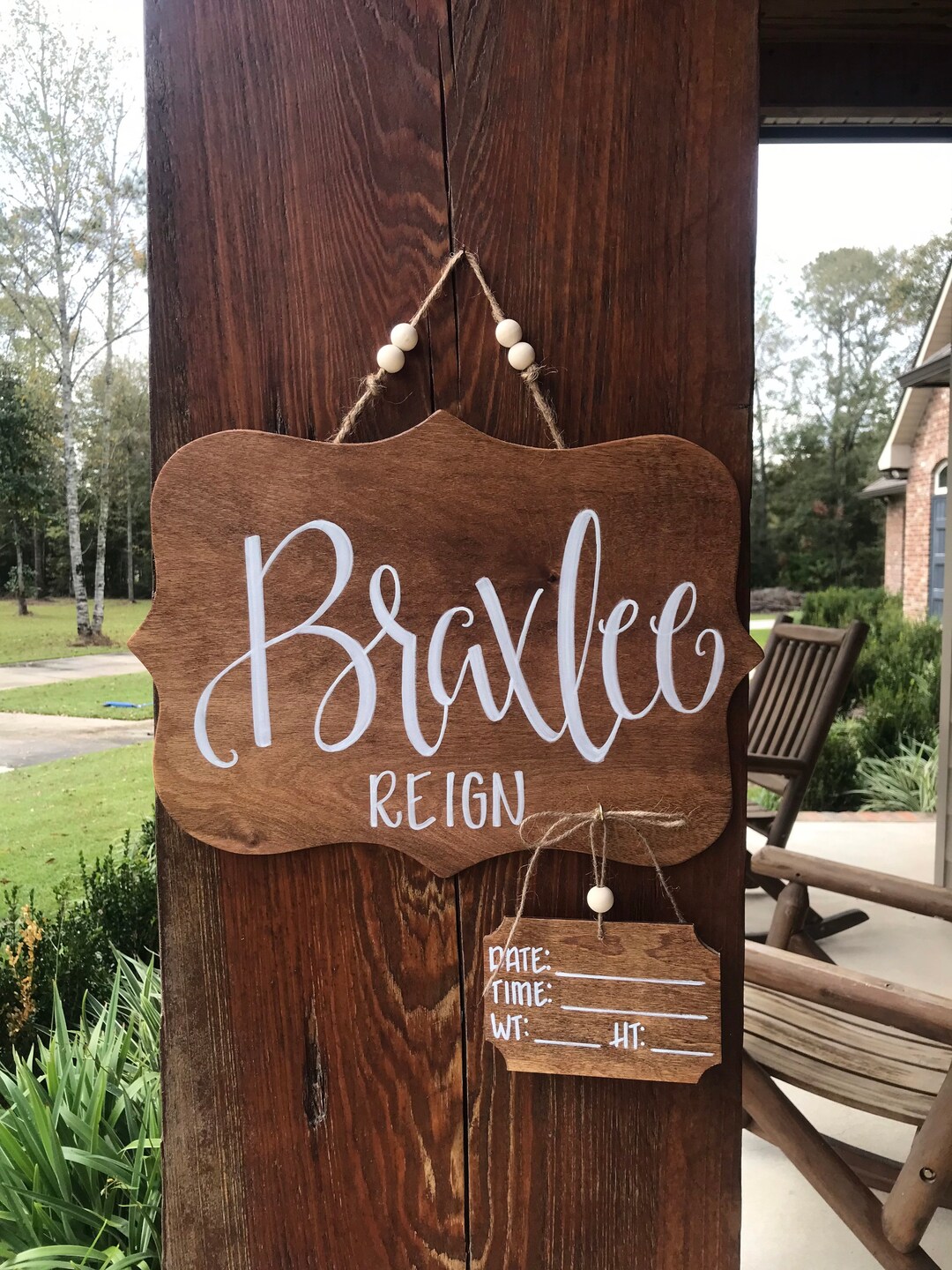 Boho Baby Hospital Door Hanger Sign | Baby Stats Sign | Newborn Baby ...