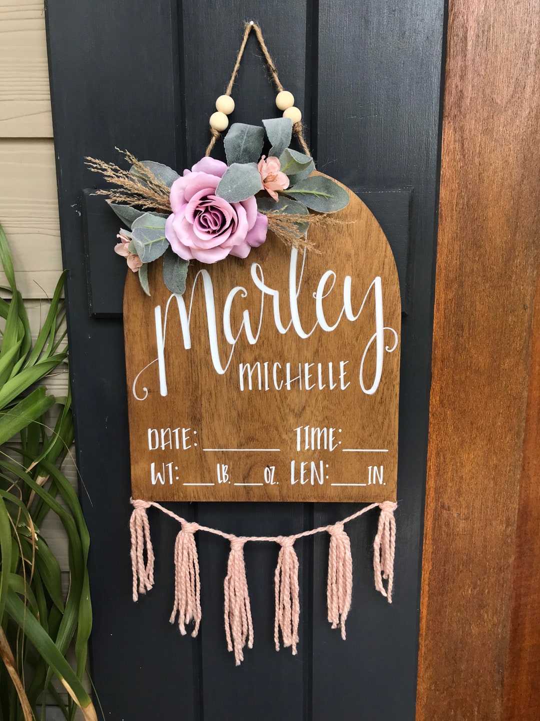 BOHO Baby Tassel Hospital Door Hanger | Baby Hospital Door Sign ...