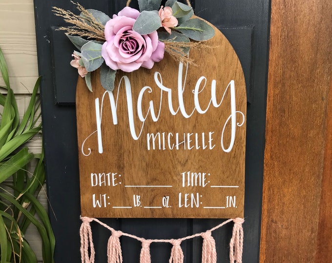 BOHO Baby Tassel Hospital Door Hanger Baby Hospital Door Sign Newborn ...