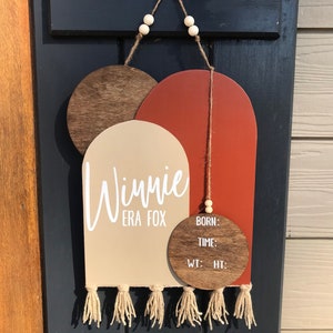 BOHO Baby Hospital Door Hanger Sign | Baby Shower Gift | Nursery Sign ...