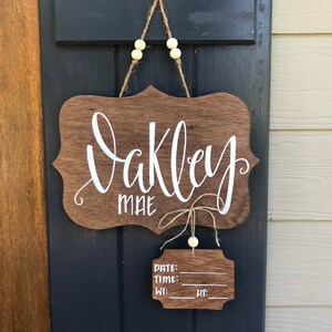 Boho Baby Hospital Door Hanger Sign | Baby Stats Sign | Newborn Baby ...