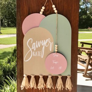 BOHO Baby Hospital Door Hanger Sign | Baby Shower Gift | Nursery Sign ...