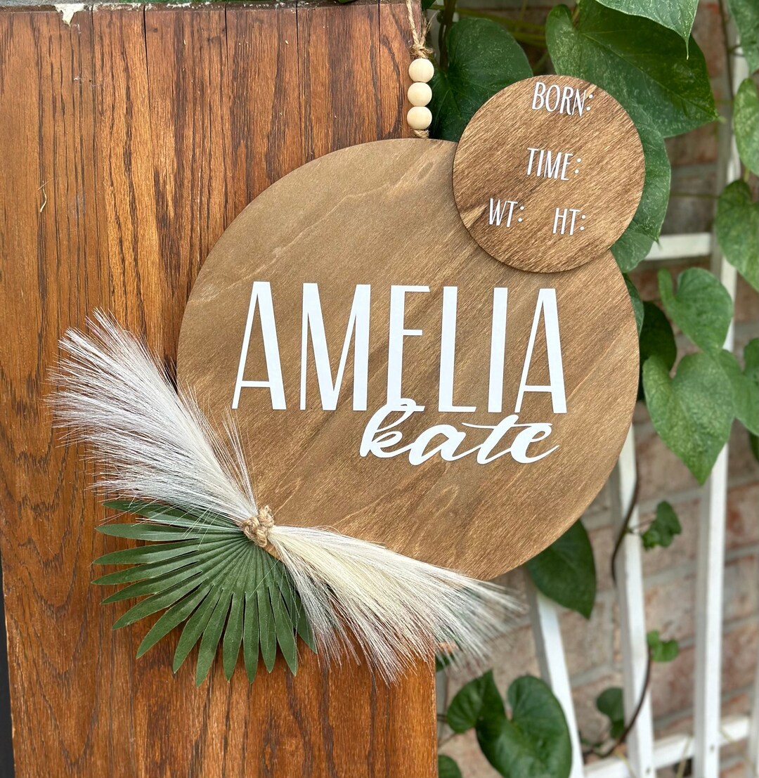 Baby Hospital Door Hanger Sign | BOHO Pampas Grass Baby Sign |BOHO ...