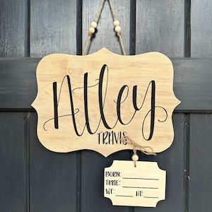 Boho Baby Hospital Door Hanger Sign | Baby Stats Sign | Newborn Baby ...