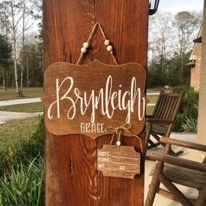 Boho Baby Hospital Door Hanger Sign | Baby Stats Sign | Newborn Baby ...