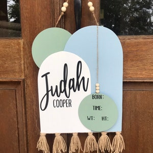BOHO Baby Hospital Door Hanger Sign | Baby Shower Gift | Nursery Sign ...