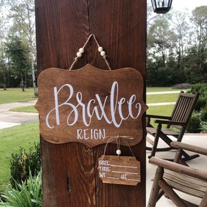 Boho Baby Hospital Door Hanger Sign | Baby Stats Sign | Newborn Baby ...