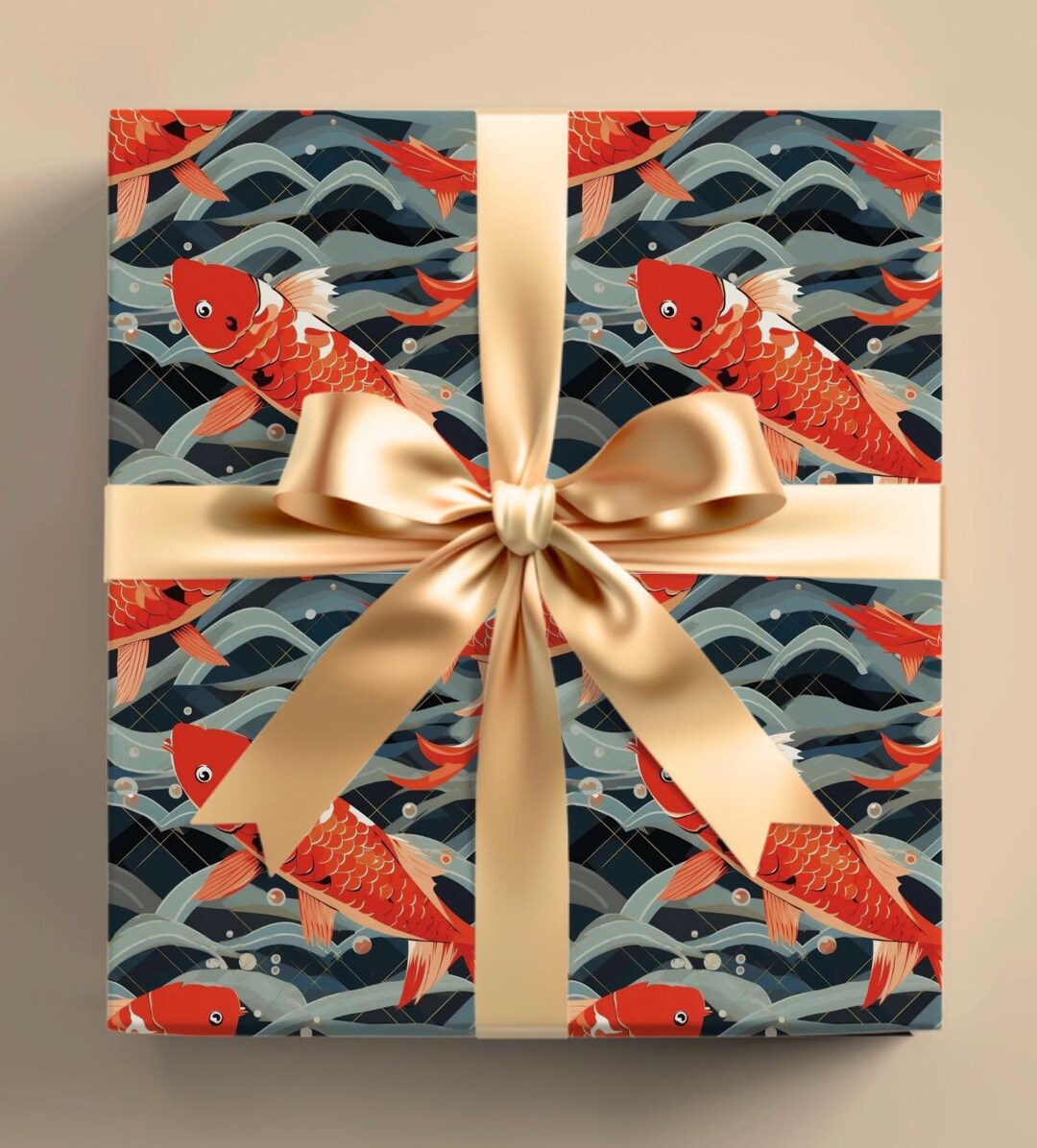 Koi Fish Gift Wrap, Asian Oriental Party Supplies, Decorative Paper ...
