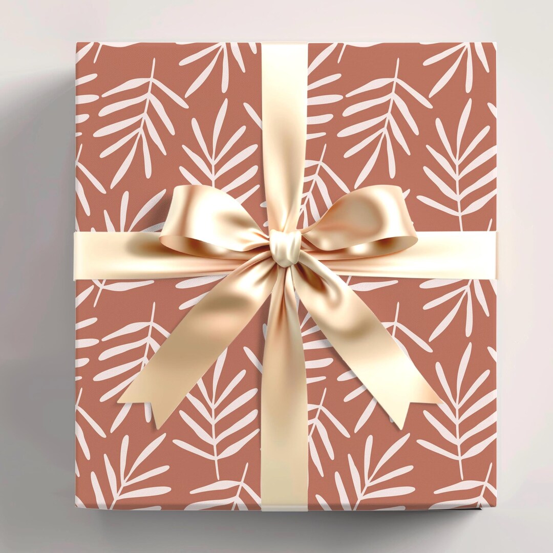 Boho Leaves Wrapping Paper Roll - Birthday, Anniversary, Housewarming ...