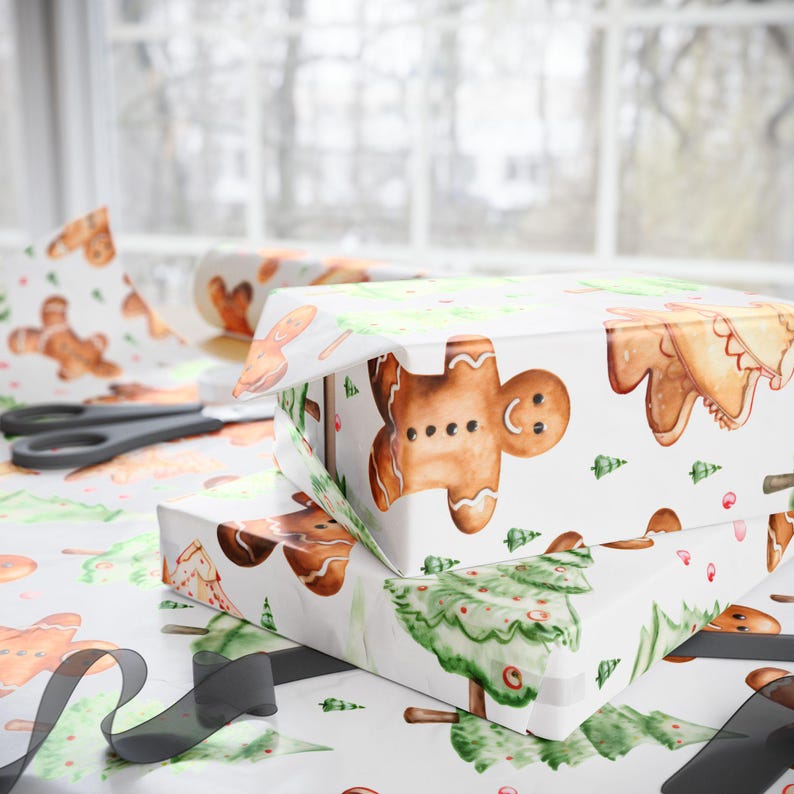 Gingerbread Man Wrapping Papers, Christmas Gift Wrap, Holiday Packaging ...