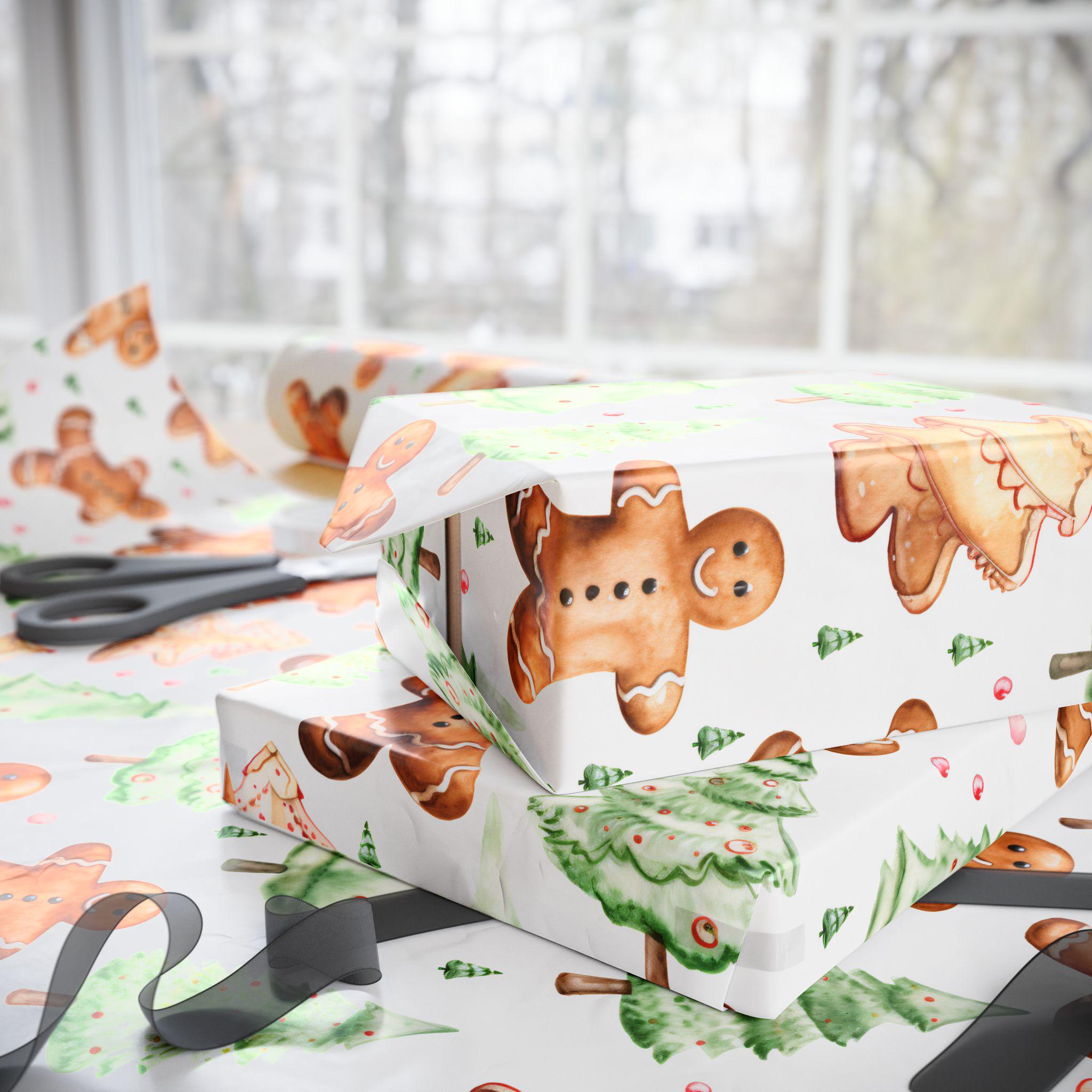 Gingerbread Man Wrapping Papers, Christmas Gift Wrap, Holiday Packaging ...