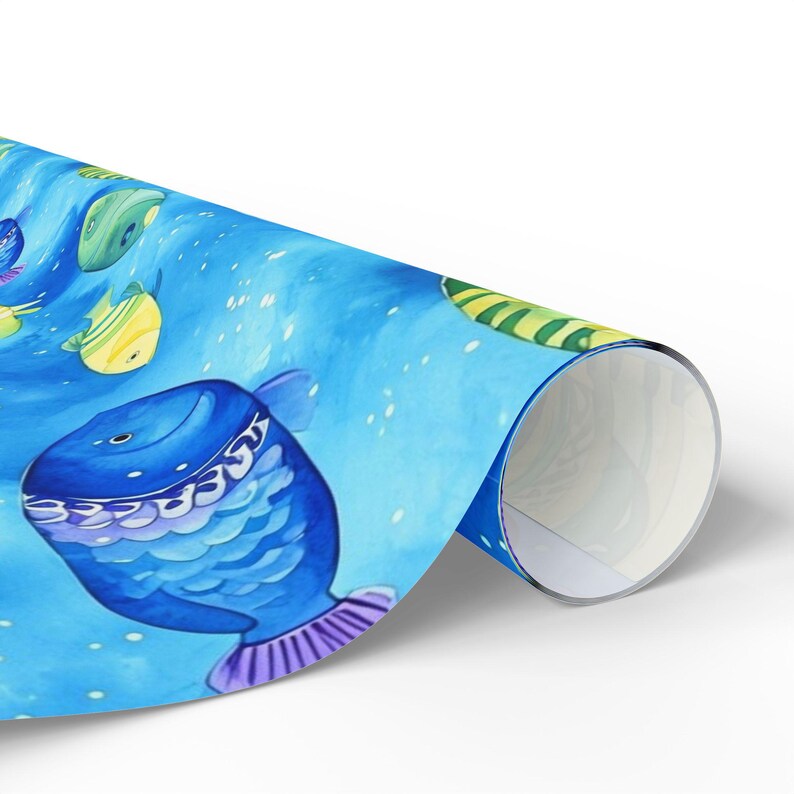 Fish Wrapping Paper Roll, Watercolor Fish Gift Wrap, Fisherman Wrapping ...