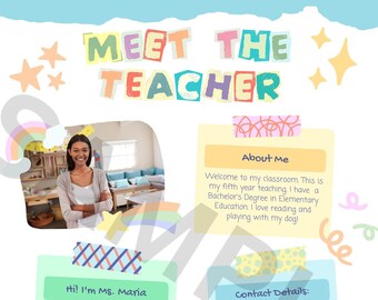 Meet the Teacher Classroom Printable Template, Teacher Introduction ...