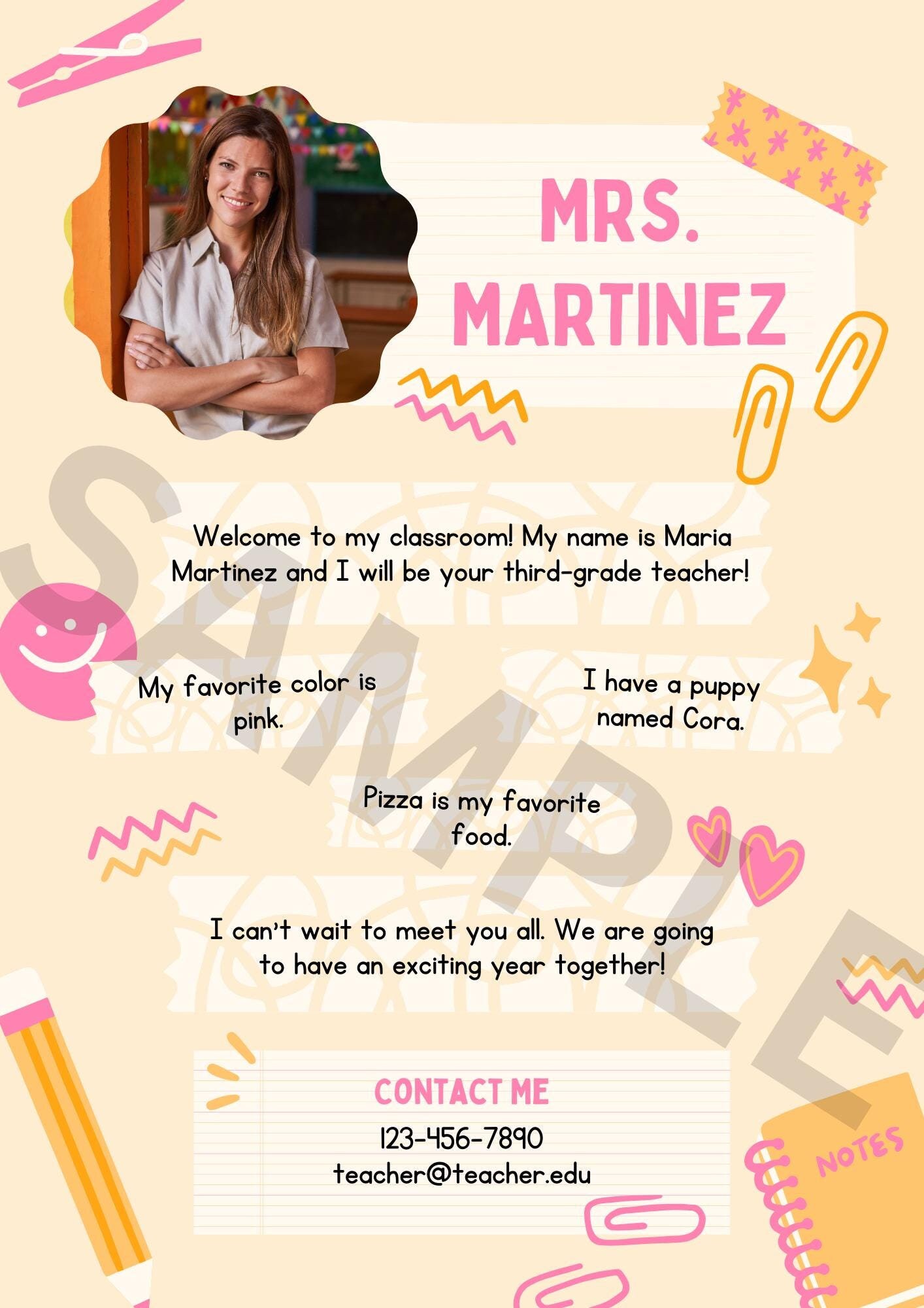 Meet the Teacher Classroom Printable Template, Teacher Introduction ...