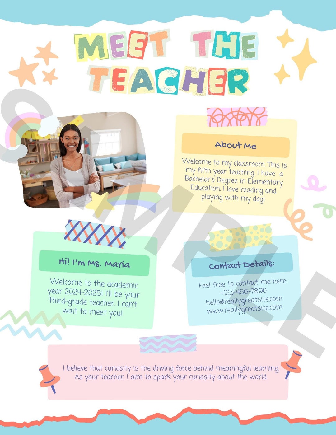 Meet the Teacher Classroom Printable Template, Teacher Introduction ...