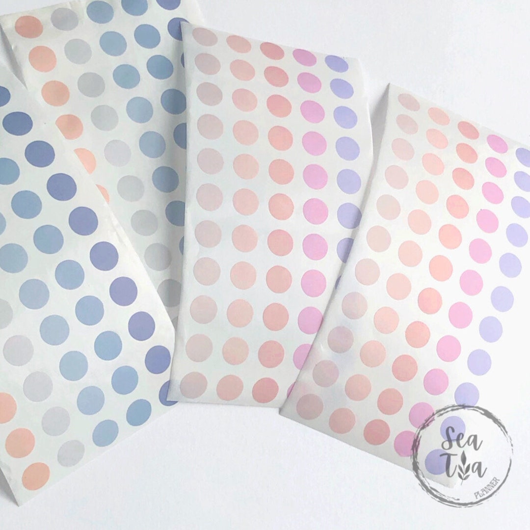 4 Sheets Morandi Palette Dotted Stickers, Sea and Spring Based Theme ...