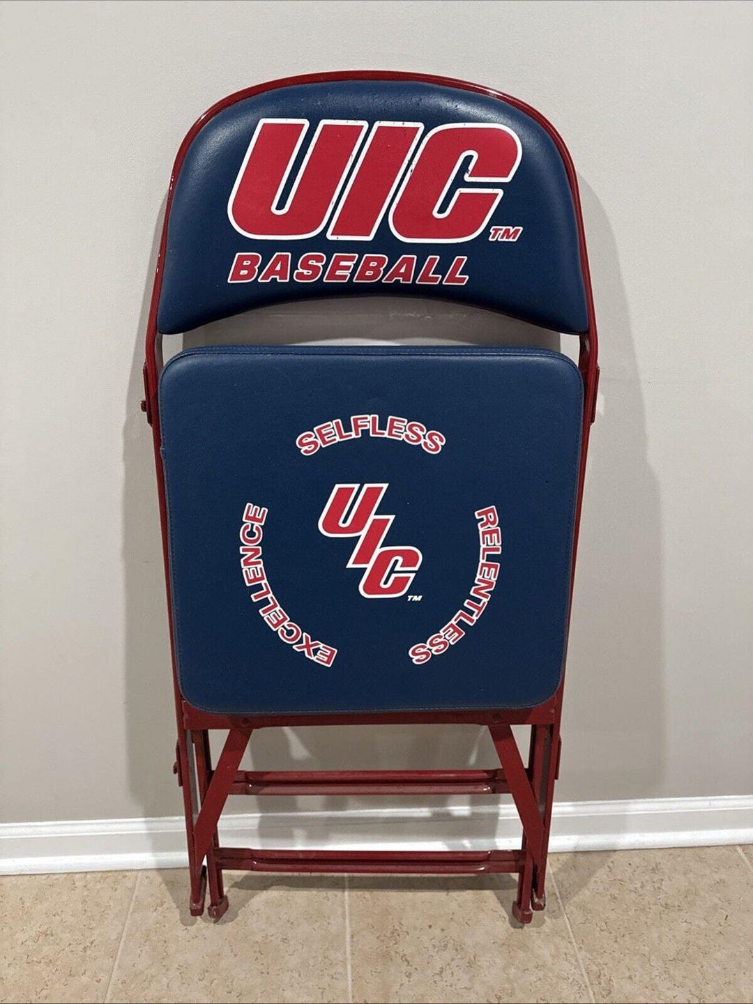 1990s Locker Room Folding Chair UIC Flames University Illinois Chicago ...