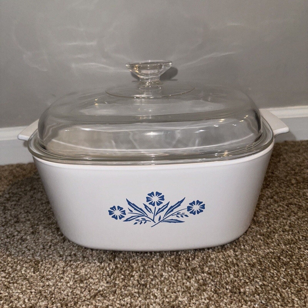 Corning Ware Blue Cornflower 5 Liter Roaster Dish A-5-B Pyrex Lid A-12 ...