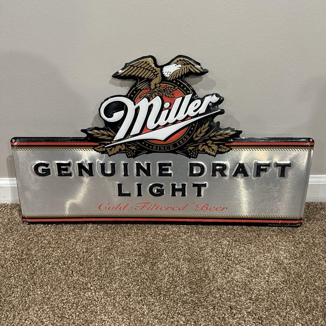 Miller Genuine Draft Cold Filtered Beer MGD Die Cut Embossed Tin Sign ...