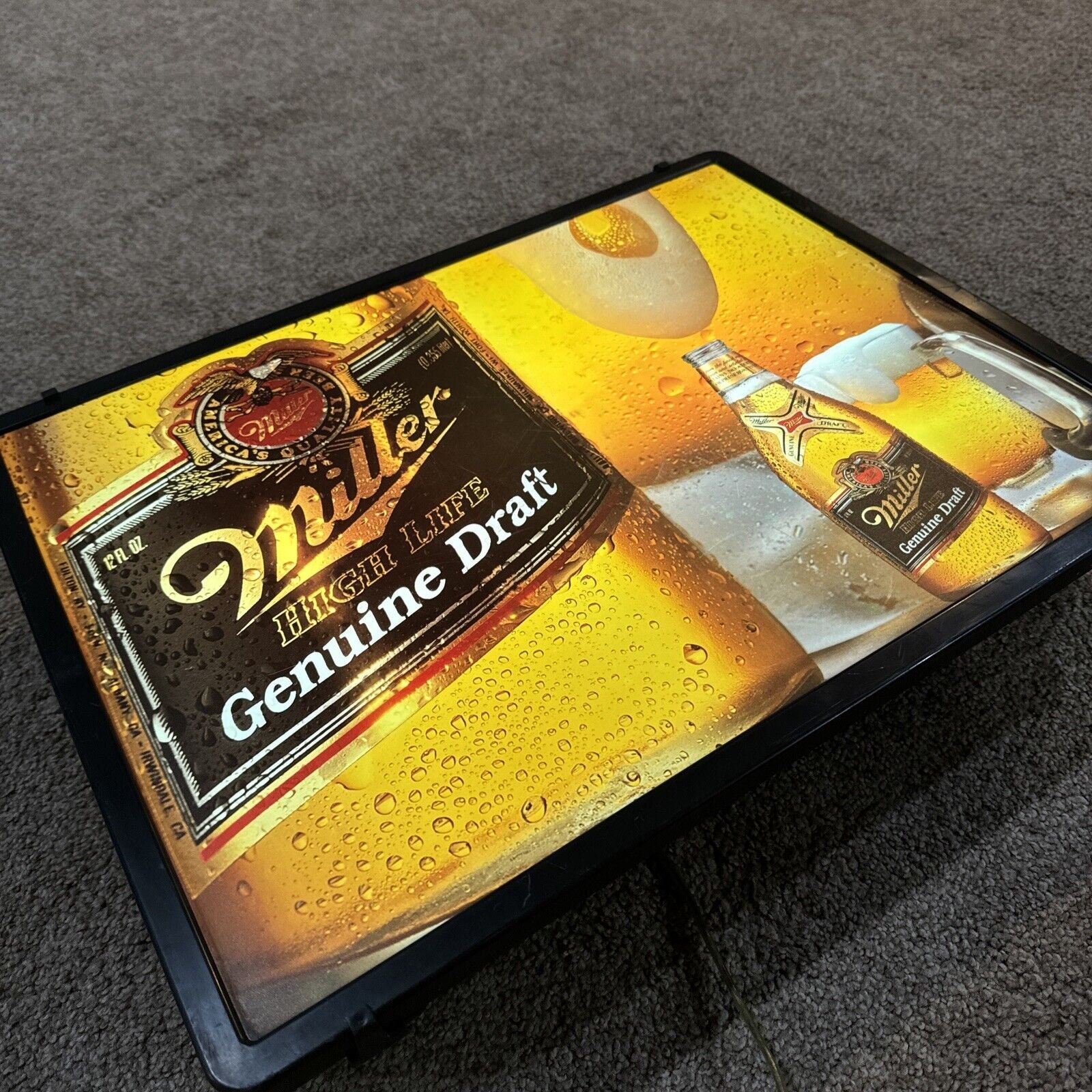 Vintage 1980s Miller Genuine Draft Light up Beer Sign Box Bar ...
