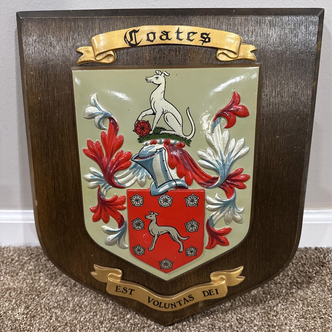 Coates Family Coat of Arms Family Crest Wooden Plaque Made in Great ...