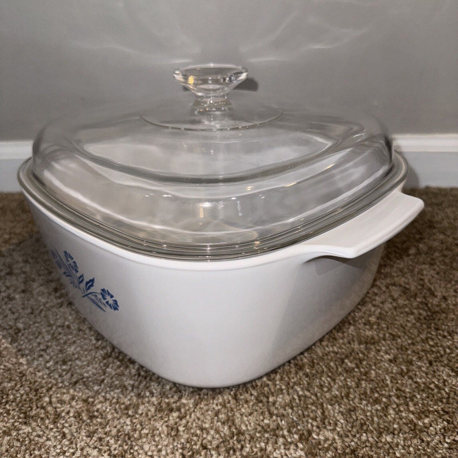 Corning Ware Blue Cornflower 5 Liter Roaster Dish A-5-B Pyrex Lid A-12 ...